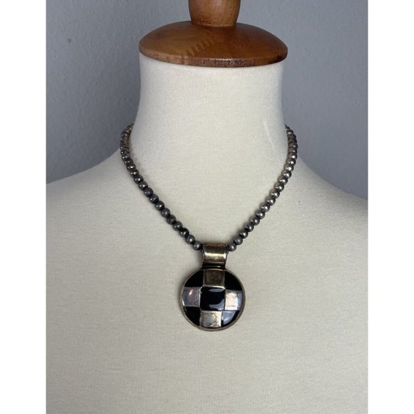 Unbranded | Jewelry | Vintage Geometric Circle Cross Necklace Black And ...